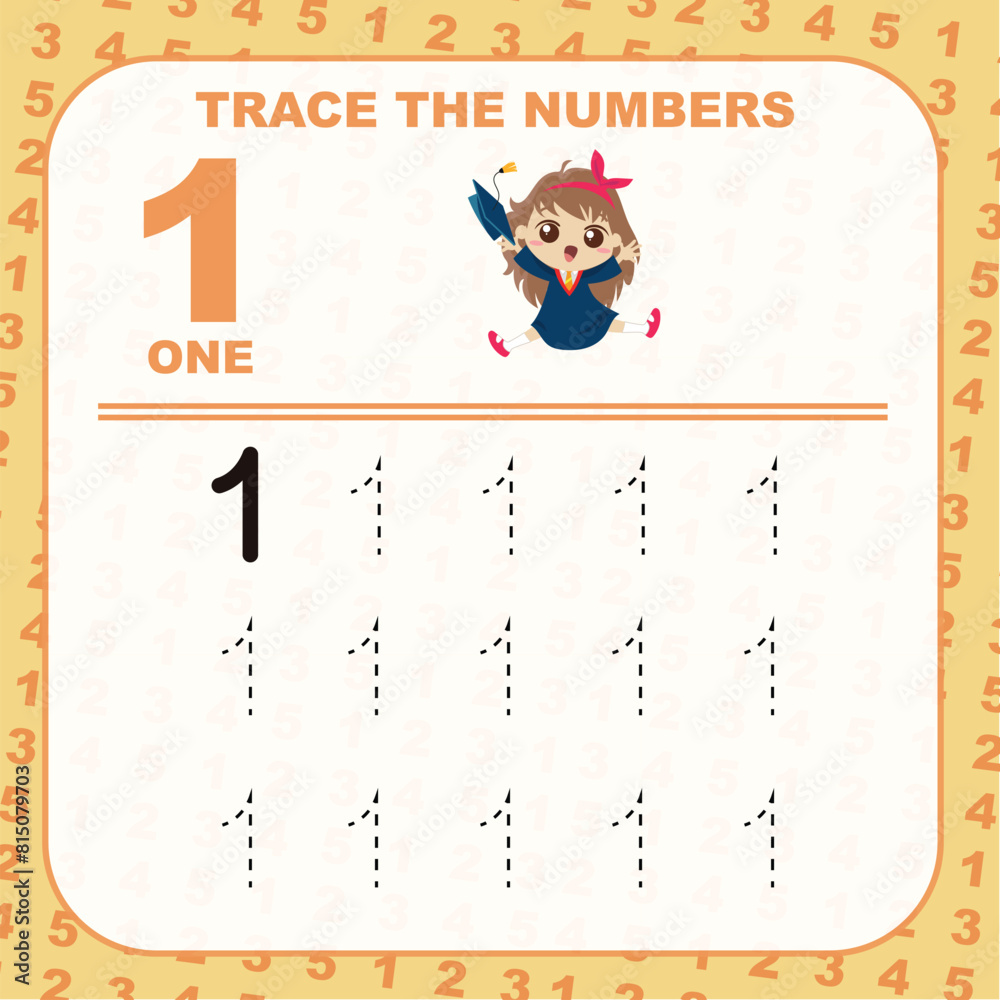 Vetor de Trace and write number for children. Exercise for children to ...