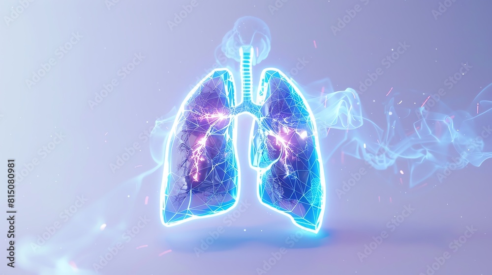 3D illustration of human lungs with bronchial tubes and alveoli. Lungs ...