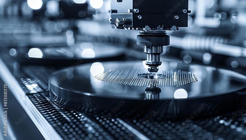 Semiconductor wafer handling with robotic arms, top view, precise ...