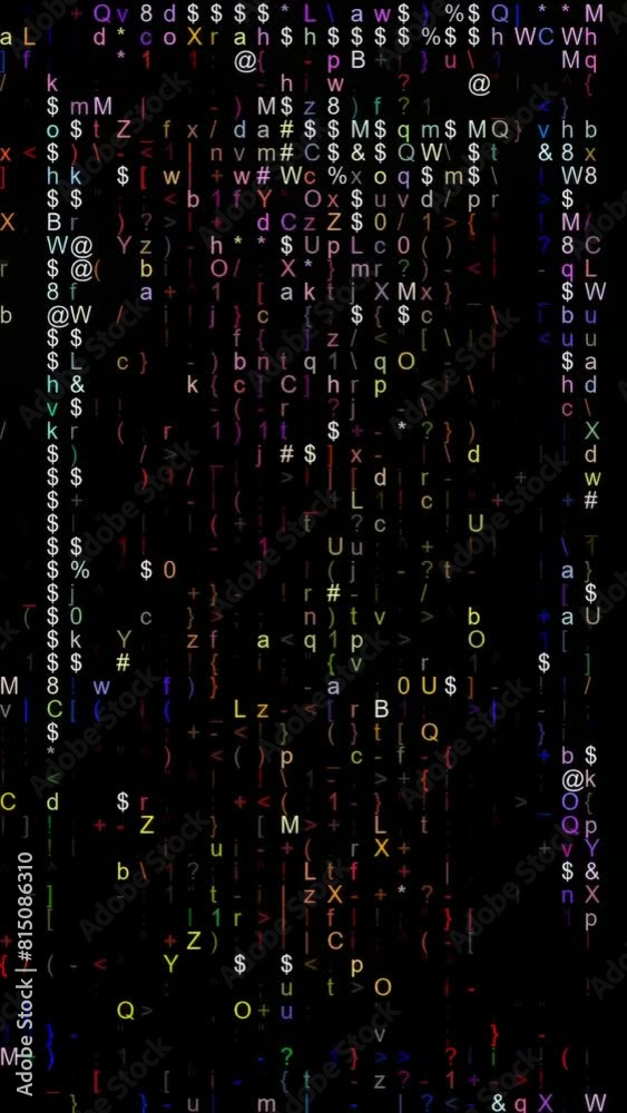 abstract background with dynamic symbols, ASCII animation, matrix ...