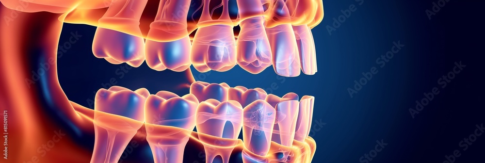 Detailed CG 3D rendering of the human mandible and maxilla with a focus ...