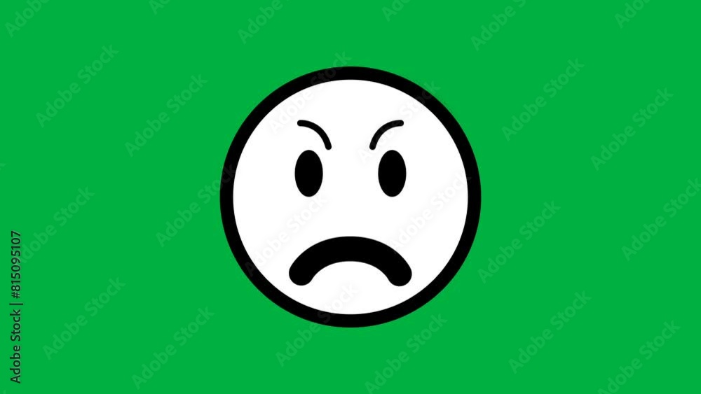 normal smiley face to angry face expression on green screen in black ...