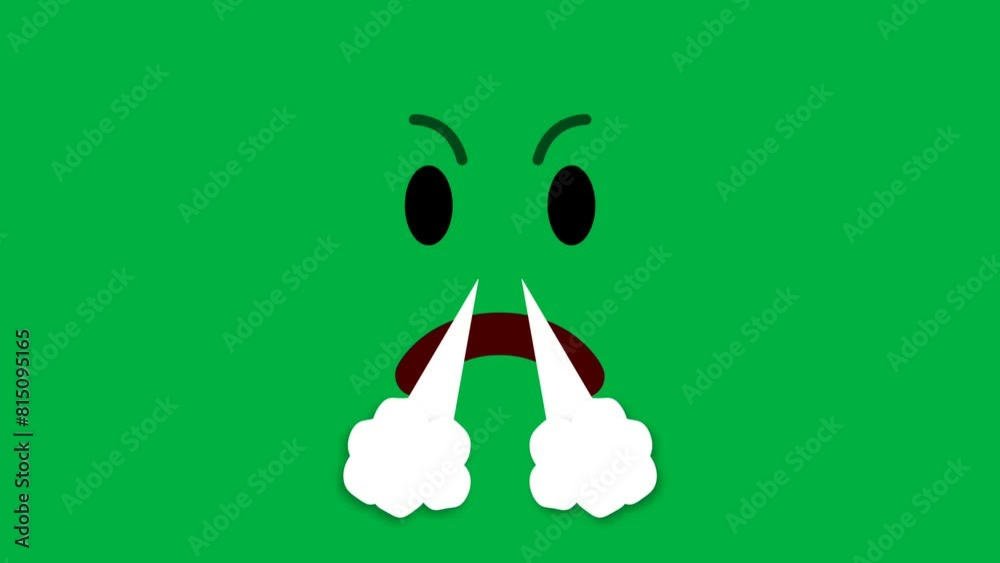 seamless animation of nose steam and very angry facial expressions on ...