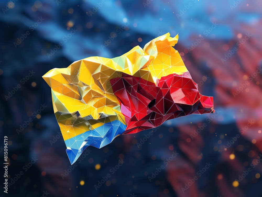 Futuristic 3D flag of Andorra, featuring digital mountain themes in a ...