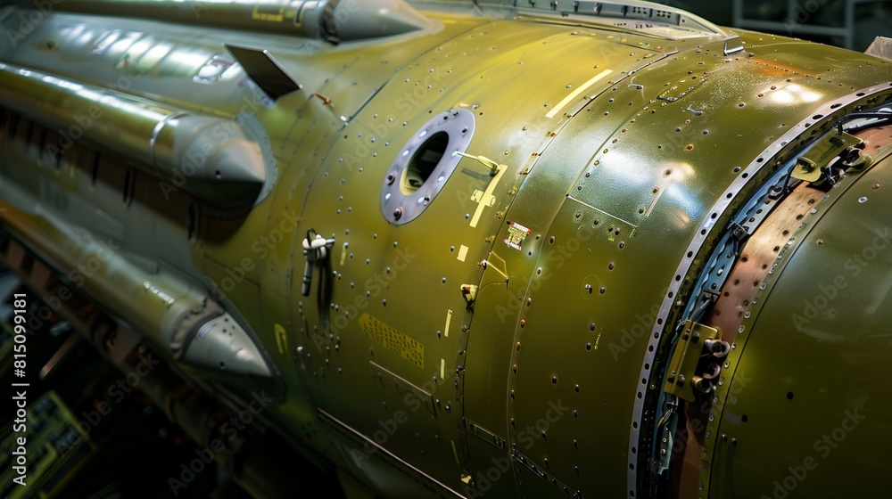 Vivid Photo of an Olive Green Aircraft Bomb Bay, Detailed View of ...