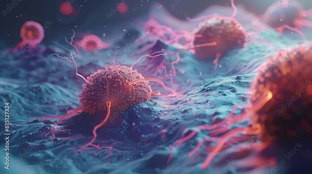 Macro view cancer cells in a human body with genetics cancerous cell ...