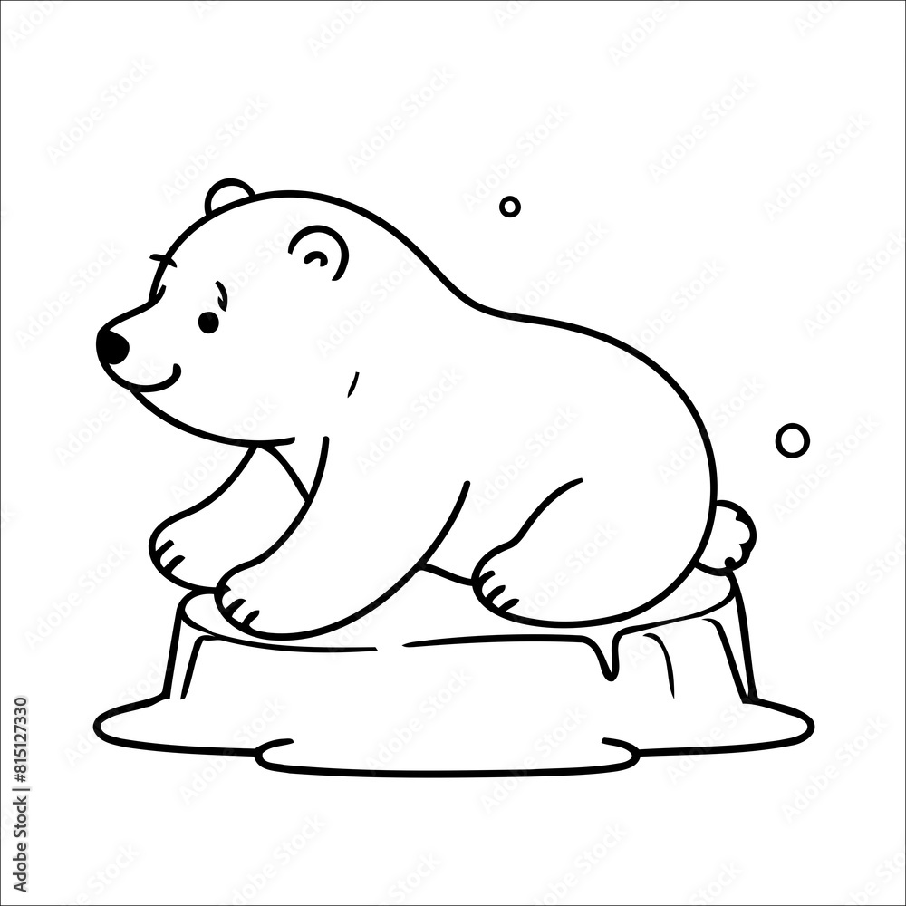 Polar Bear Sliding on Ice Vector Coloring page for Kids Stock Vector ...