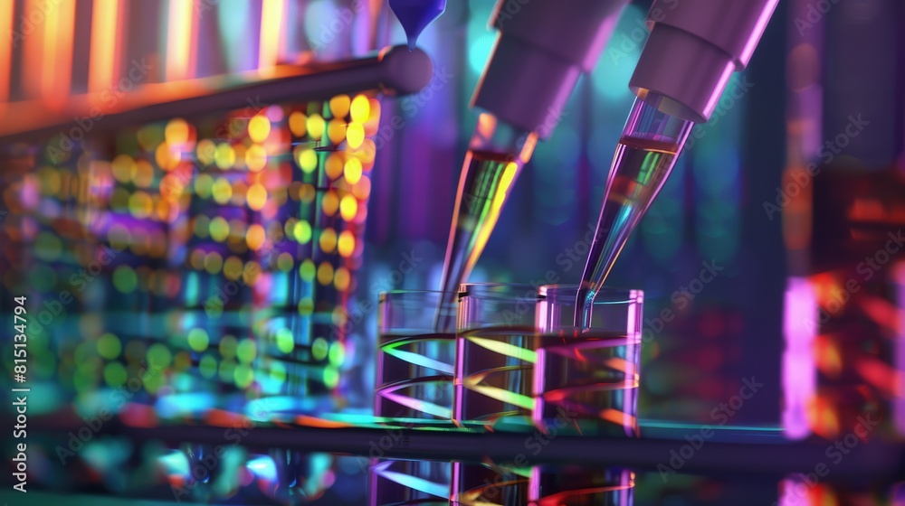 Lab scene showing the extraction of DNA from a sample for testing ...