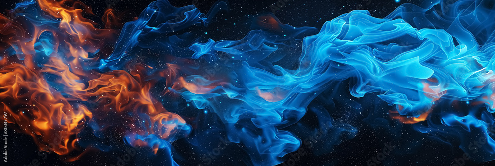 blue fire flame pattern, abstract blaze texture. Wall Art Design for ...