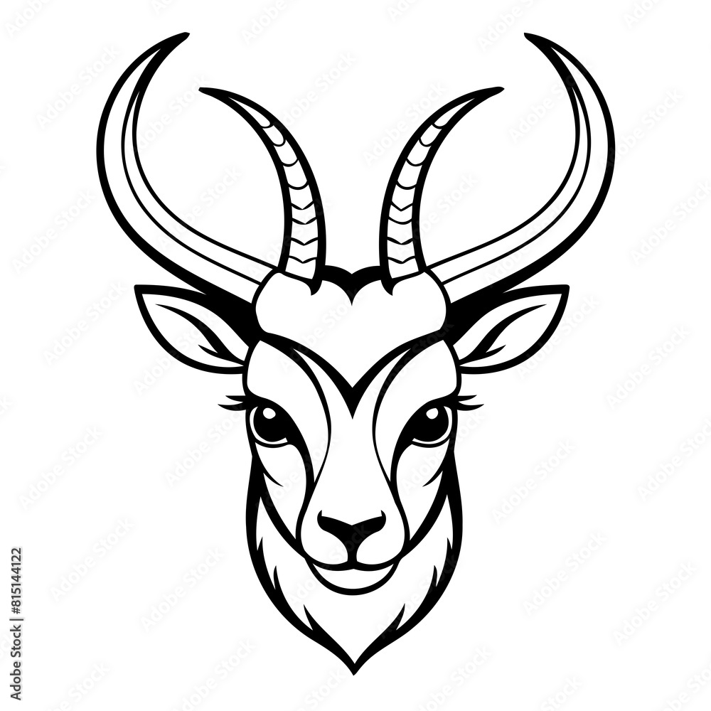 Simple vector illustration of Antelope outline for colouring page Stock ...