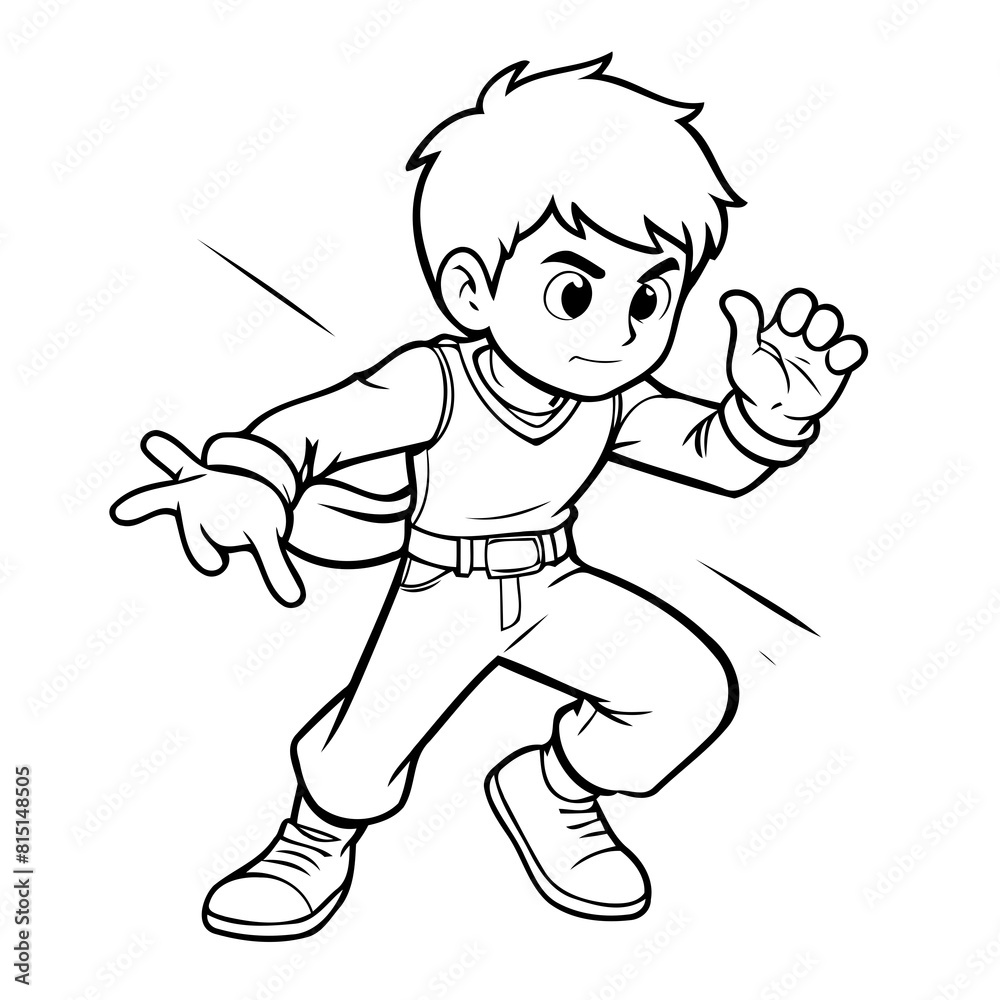 Simple vector illustration of Boy for kids colouring worksheet Stock ...