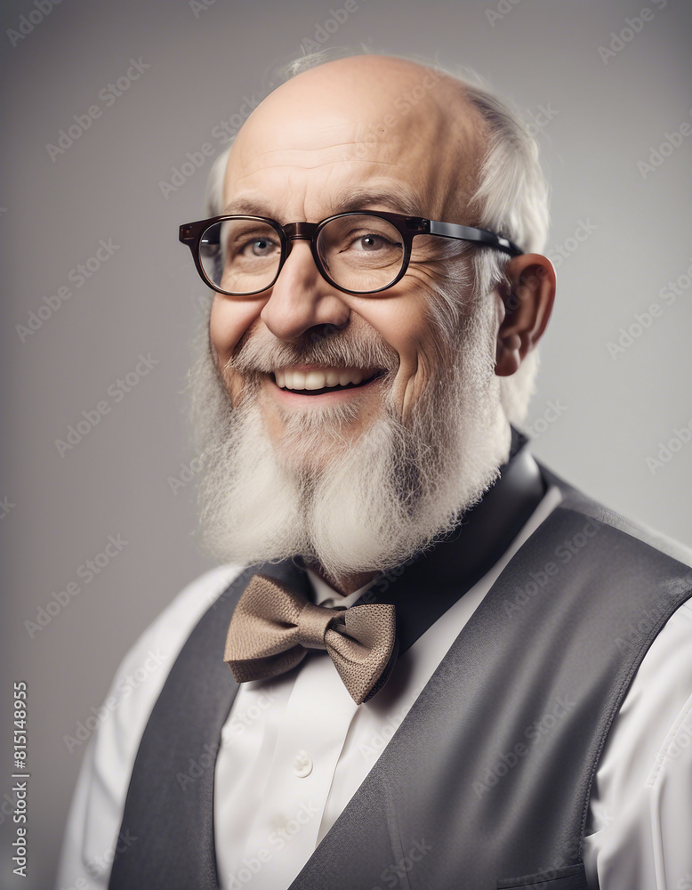 portrait of a bearded, grizzled, bespectacled and stocky professor with ...