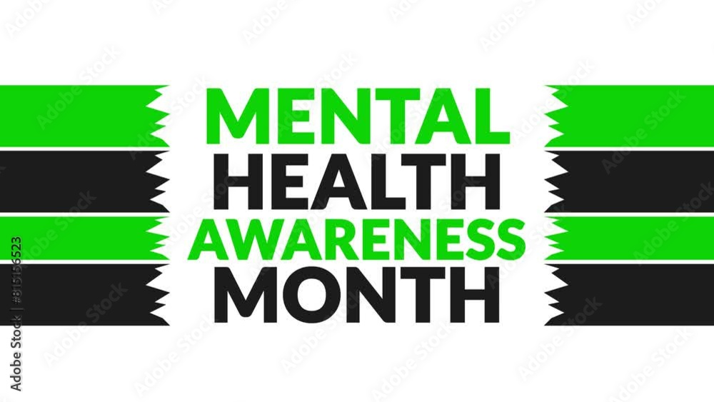 Mental Health Awareness Month seamless looping Text Animation with side ...