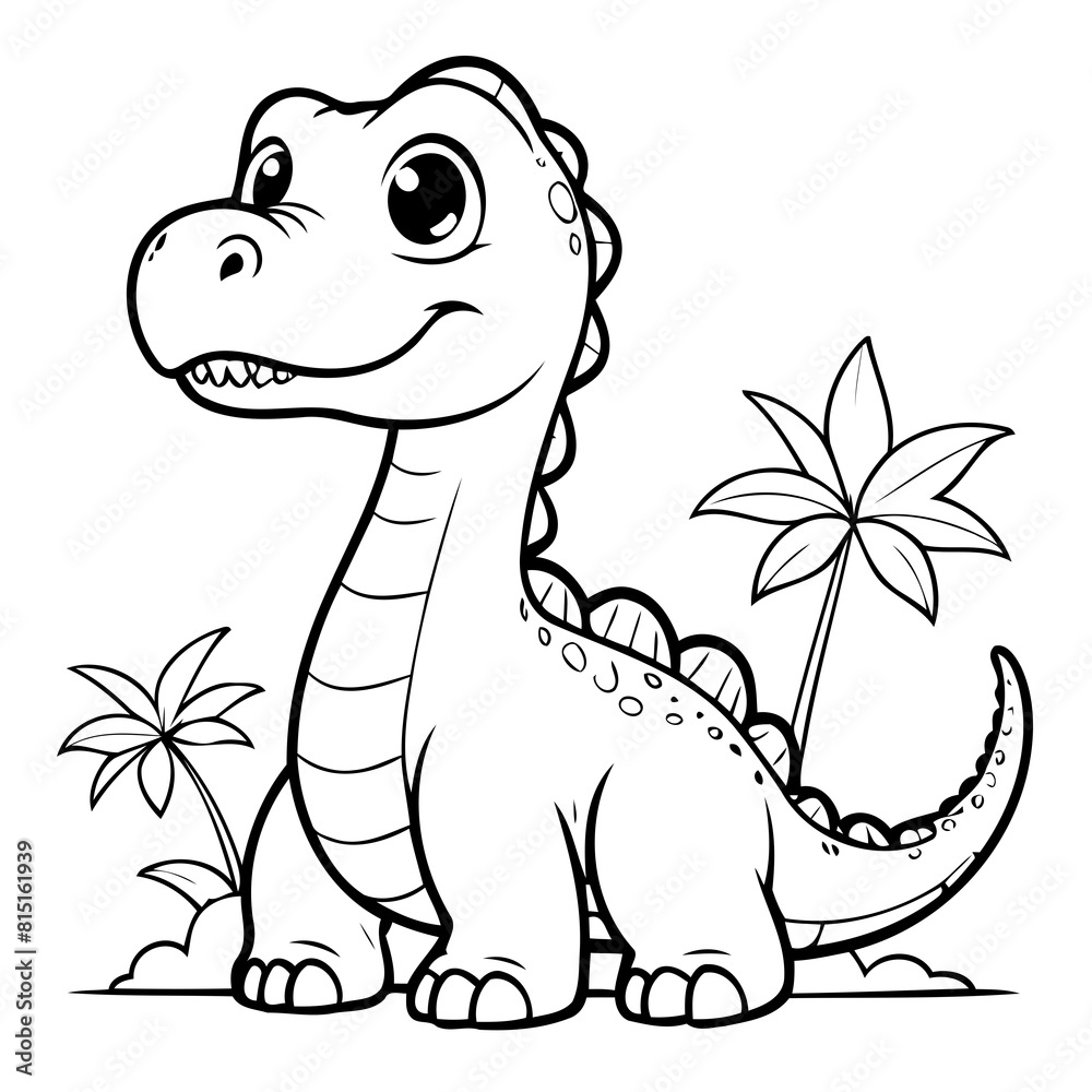 Simple vector illustration of Diplodocus outline for colouring page ...