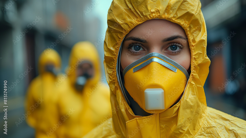 Male inspector team investigate danger chemical gas leak spill with ...