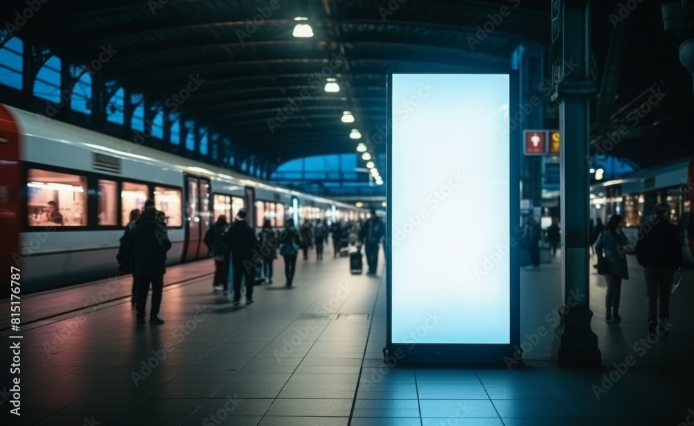 Mock up. Vertical advertising billboard, lightbox with empty digital ...