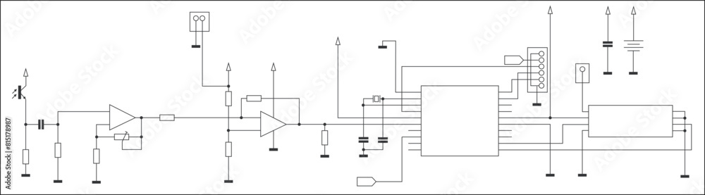 Template Of Schematic Diagram Of Electronic Device Vector Drawing Electrical Circuit With