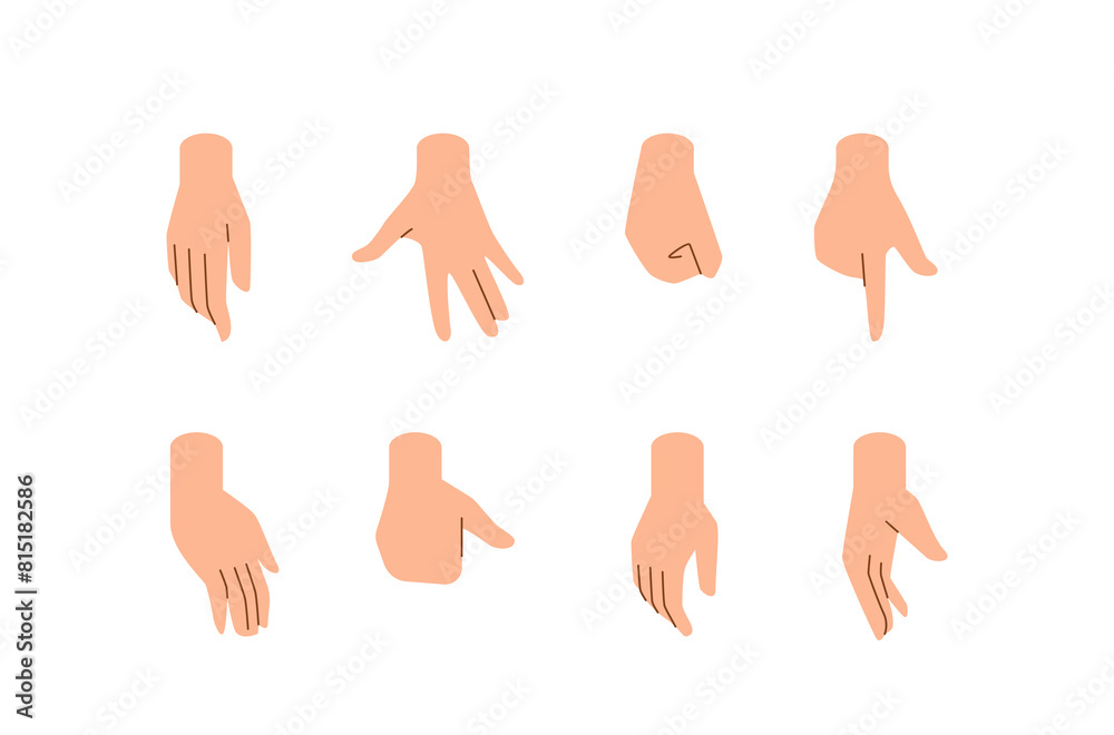 Isometric constructor to create a character. Series of 8 hand gestures ...