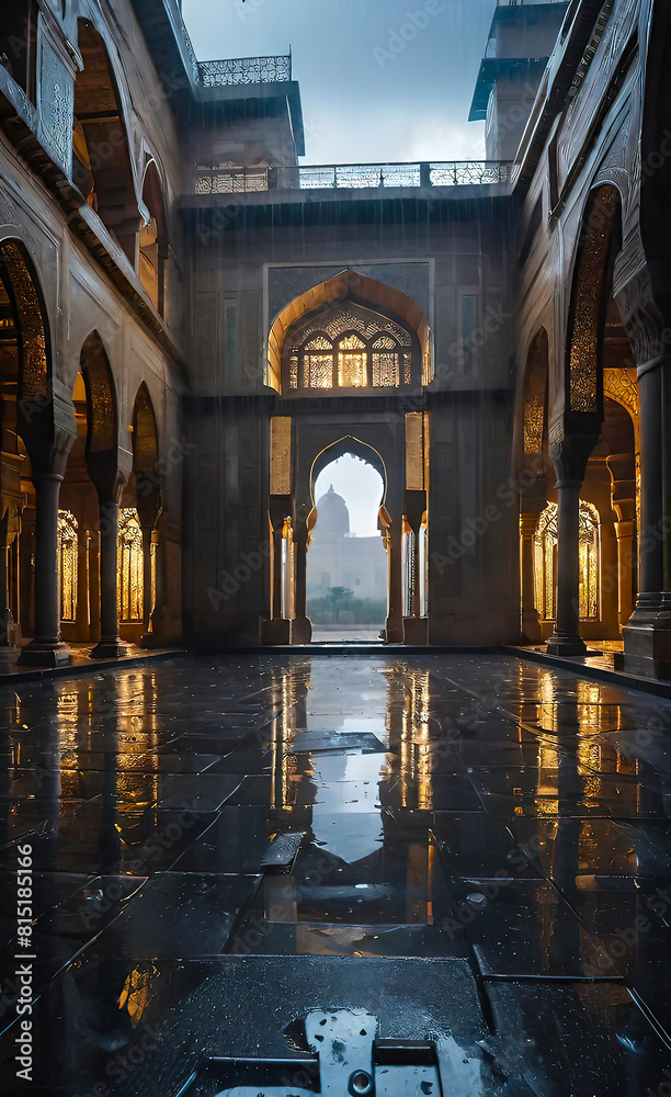 part of an old palace in Muslim style, Arabic architecture, Middle East ...