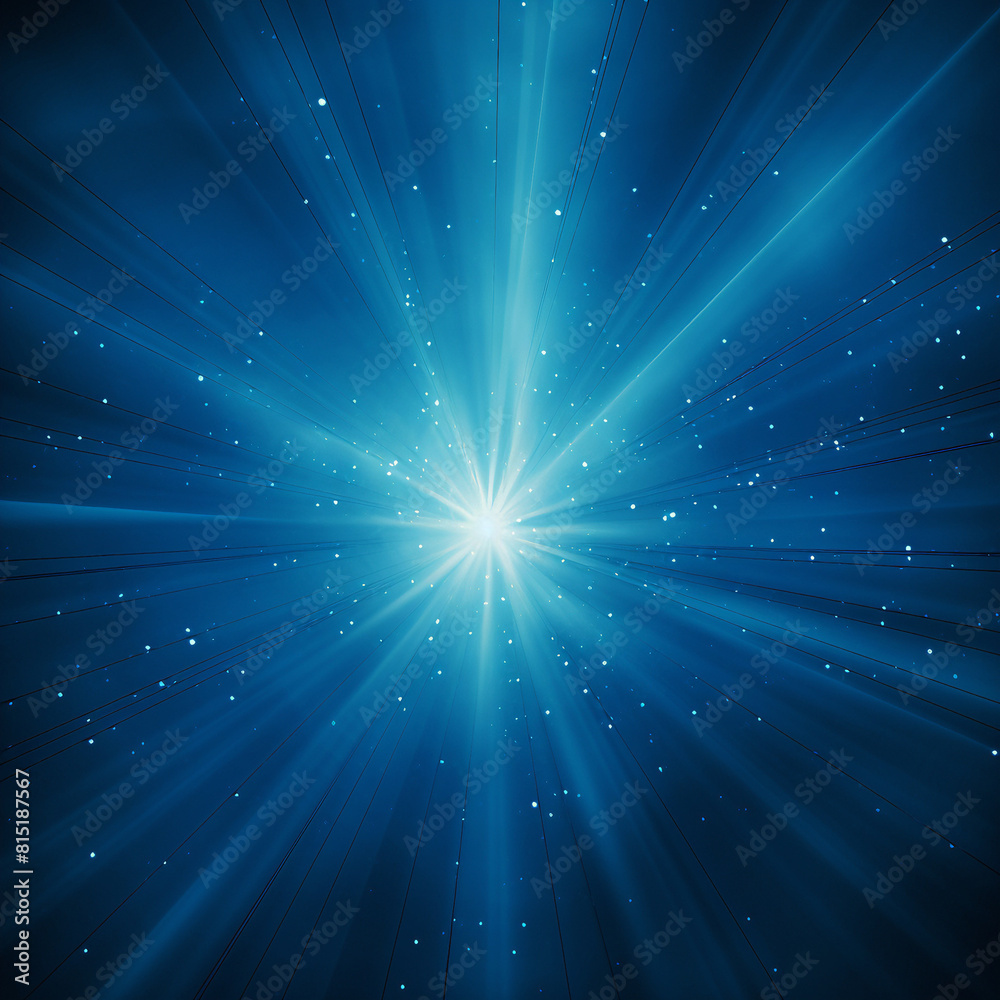 Shinning sunburst light rays in the dark. Blue star burst, explode star ...