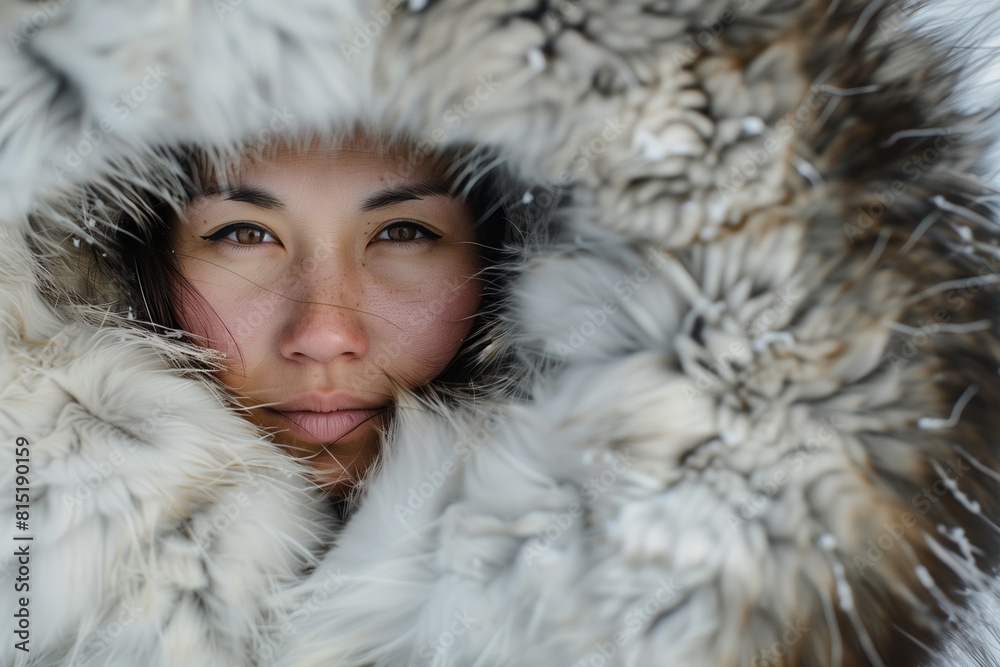 Indigenous woman of the northern peoples in traditional national ...