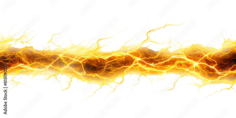 yellow electricity lightning flash isolated on transparent or white ...