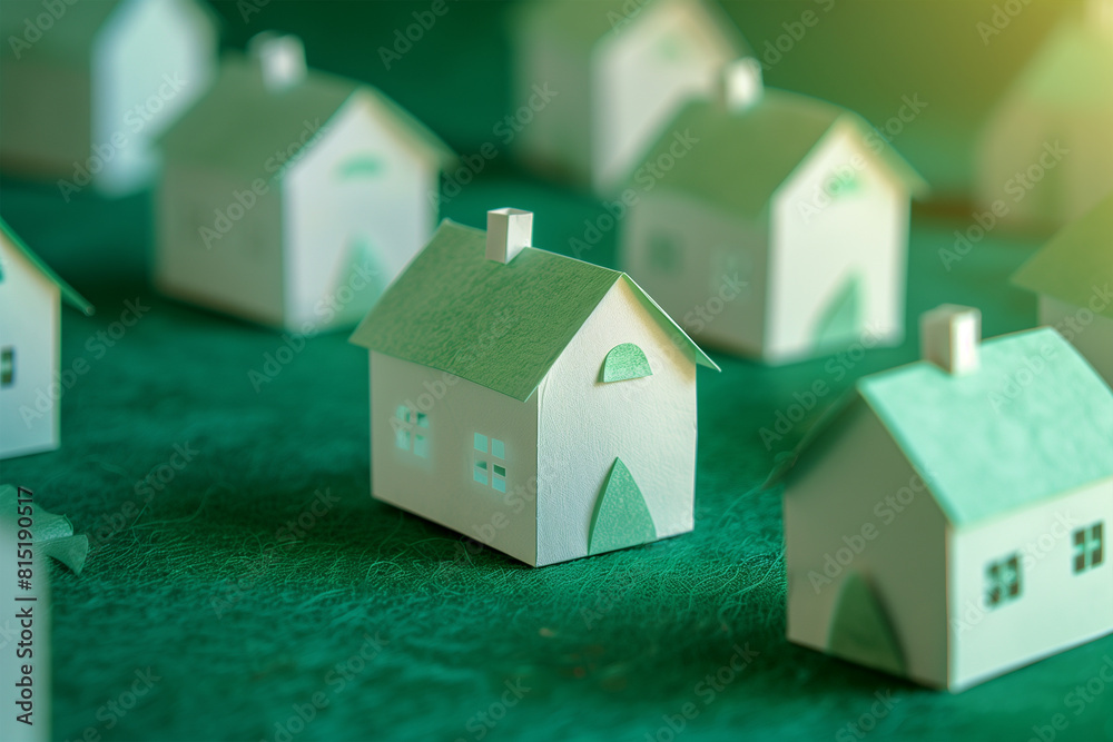 Paper house model on wood table. Real estate agent offer house ...