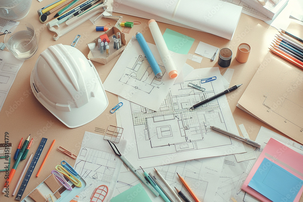 Architects concept, engineer architect designer freelance work on start ...