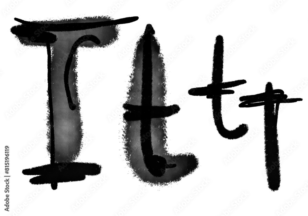 Letter T font handwritten bold ink acrylic watercolor black shape type ...