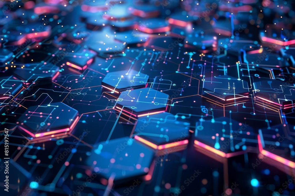 abstract tech background with interlocking hexagonal pattern futuristic ...