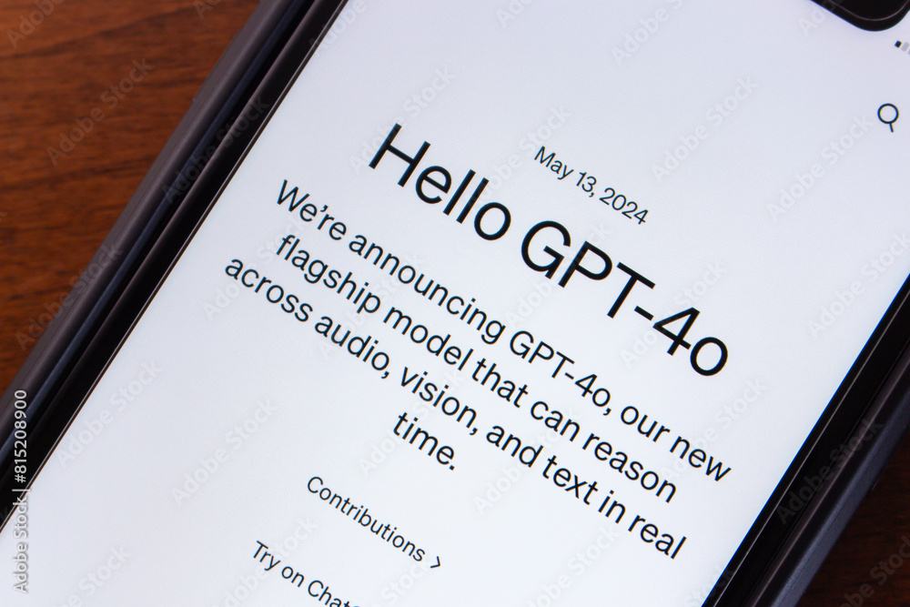 Vancouver, CANADA - May 14 2024 : Website of ChatGPT GPT-4o seen in an ...