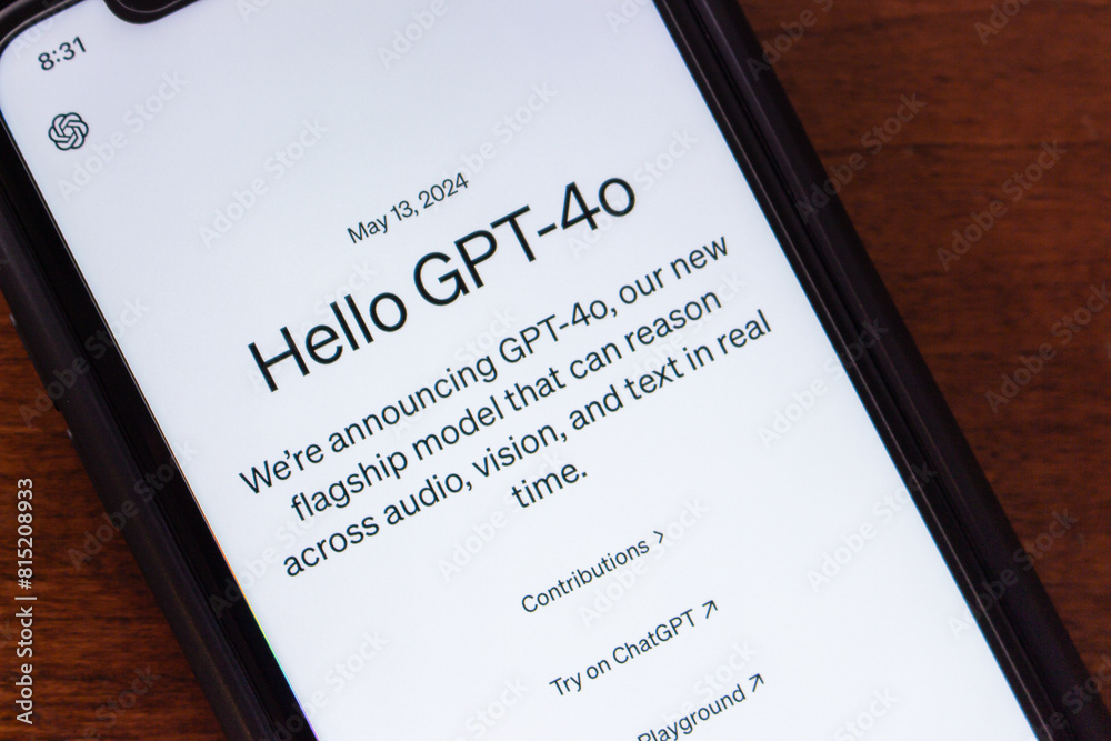 Vancouver, CANADA - May 14 2024 : Website of ChatGPT GPT-4o seen in an ...