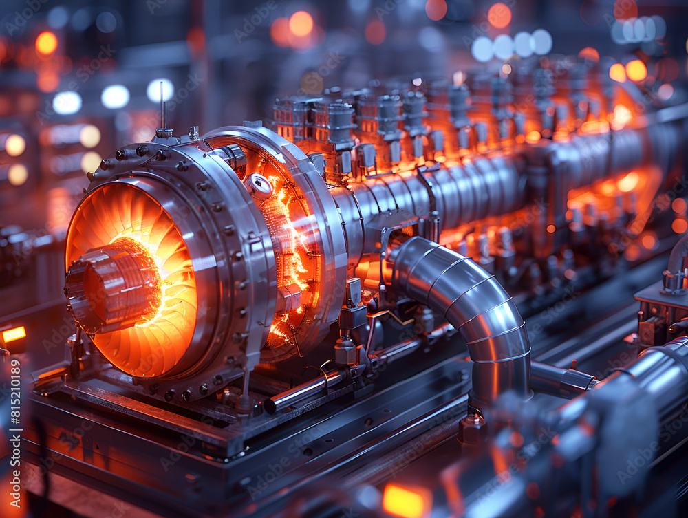 Concept of Factory Energy Using a Gas Turbine, An industrial engine ...