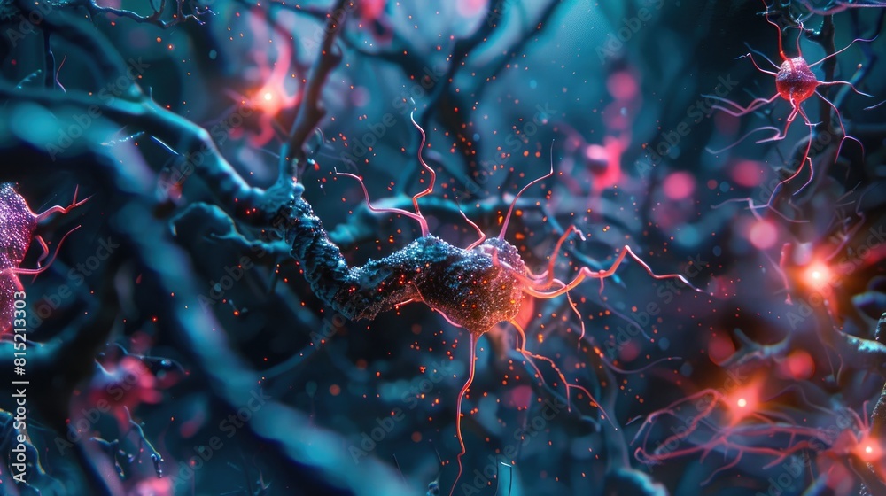 Creating a vivid 3D representation of nerve cells exploring concepts ...