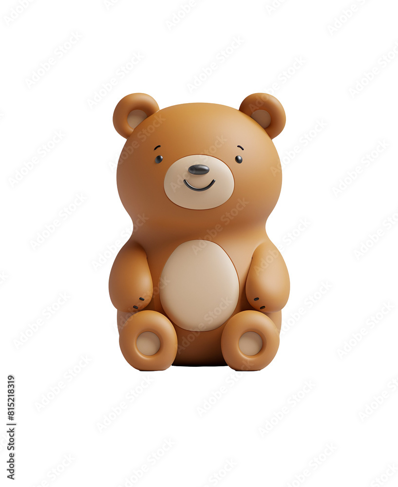 Cartoon Character of a Happy and Cute Grizzly Bear in 3D Rendered Chibi ...