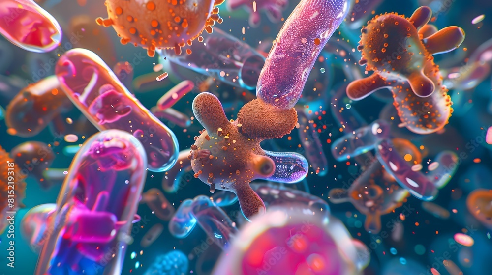 Bacteria diversity under microscopic magnification background ...