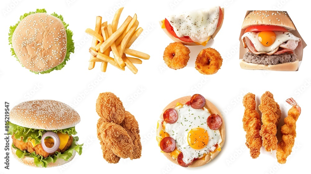All Fast Food collection set, isolated on white background. Fried ...