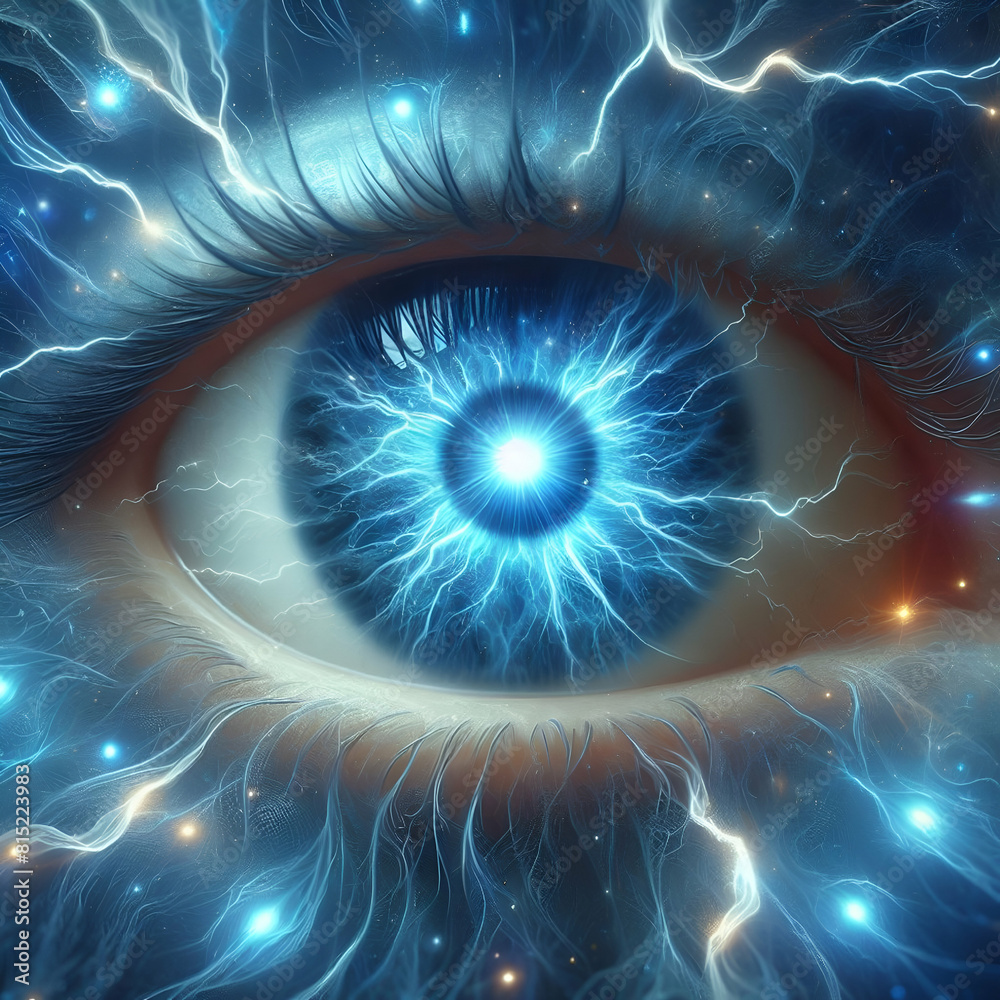 Ojo con rayos y chispas de electricidad Stock Illustration | Adobe Stock
