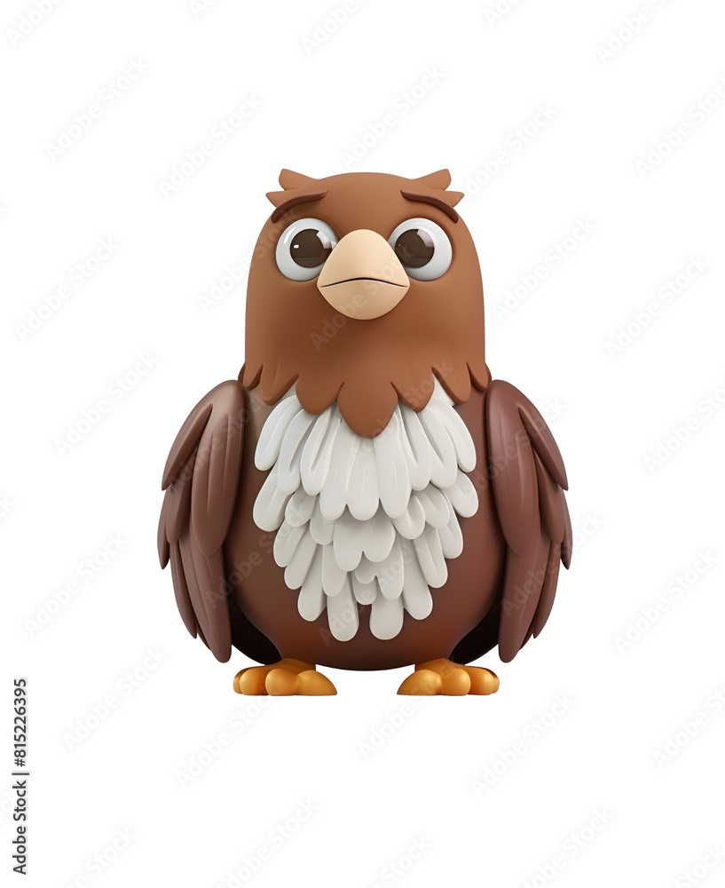 3D Rendered Cute Brown Eagle: A Cartoon Character in Chibi Animal Style ...