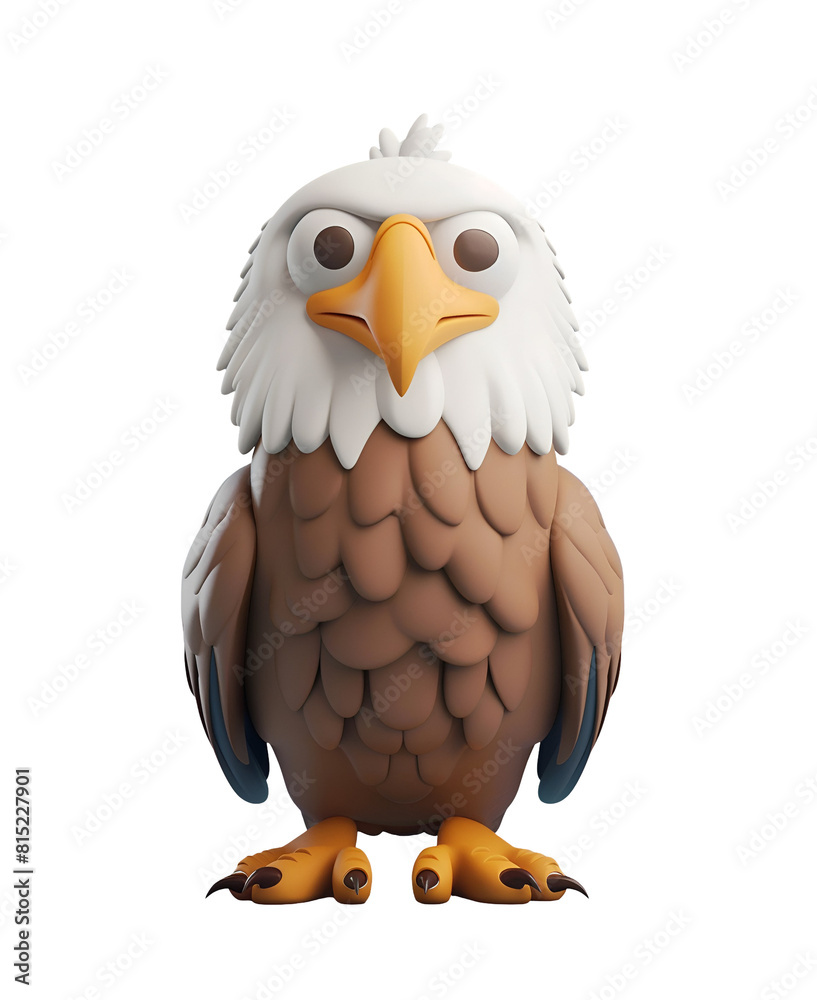 3D Rendered Cute Bald Eagle as a Chibi Animal Cartoon Character ...
