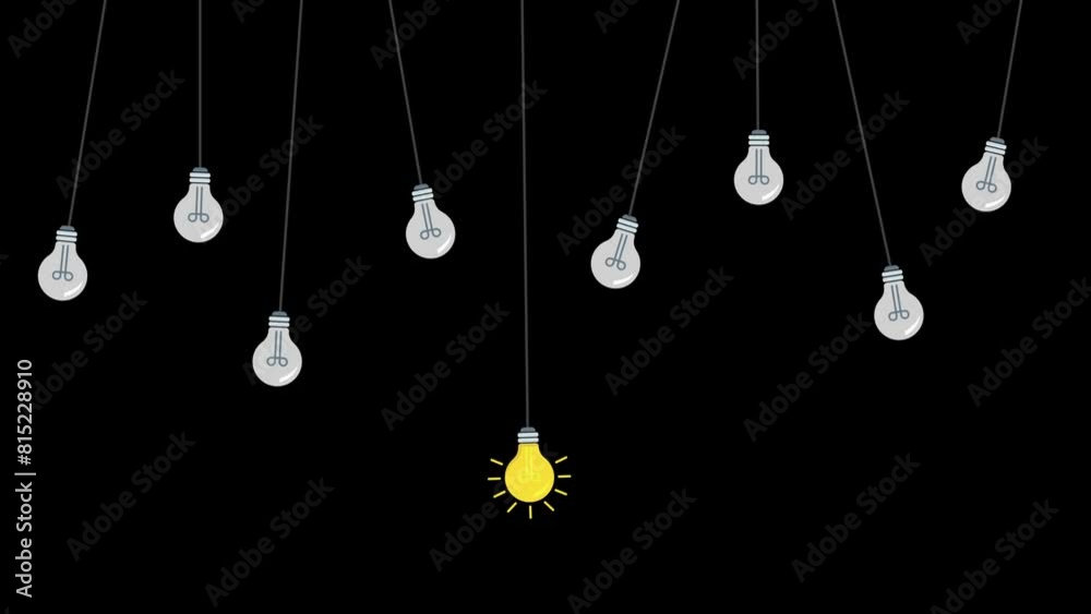 Light Bulb Ideas Concept animation. Group of Broken Bulbs (Failures ...