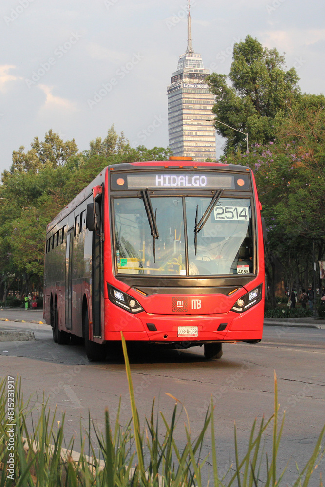 Mexico City, Mexico - Apr 24 2024: The Metrobus is an electric rapid ...