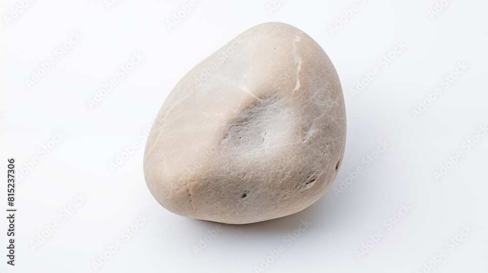 one single stone front view beige color on white background Stock Photo ...