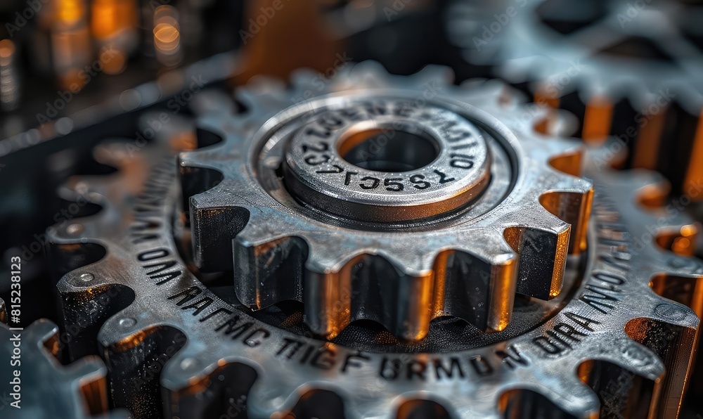 Foto de Concept art of gears with labels as work objectives ...