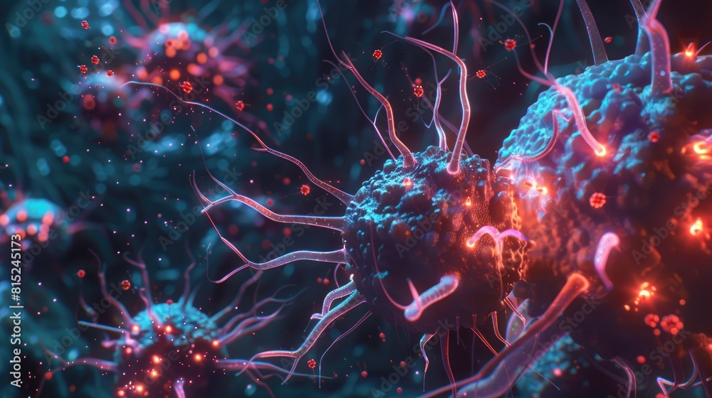 Experience a captivating 3D visualization of viruses fiercely targeting ...