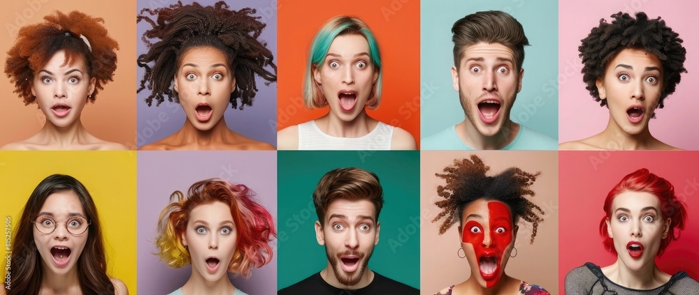Collage of various portraits with different emotions and hair styles ...