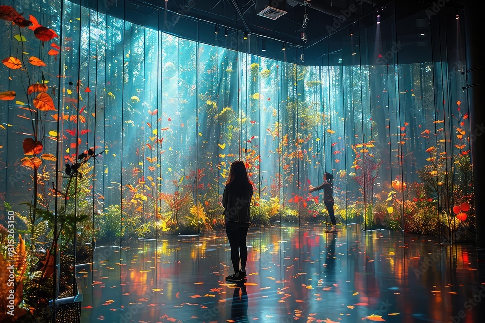 Interactive digital display showing realtime ecological data from ...