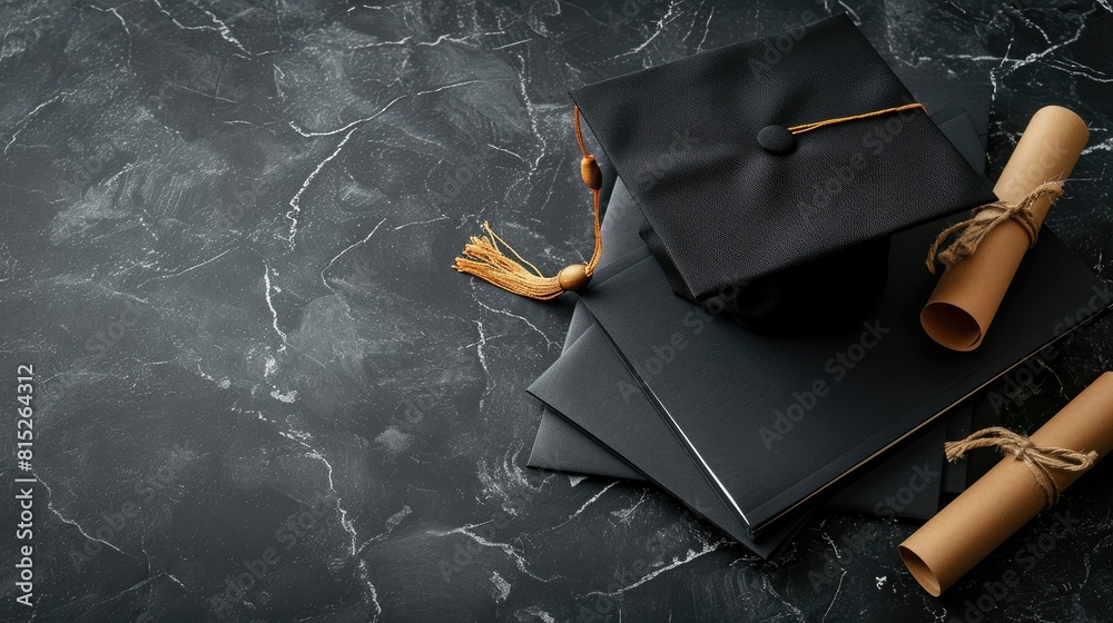 Student cap, graduation cap, diploma, banner: a triumphant celebration ...