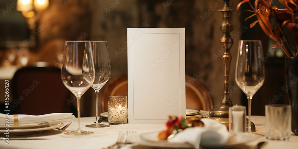 fine dining table setting of luxury fancy restaurant menu invitation ...