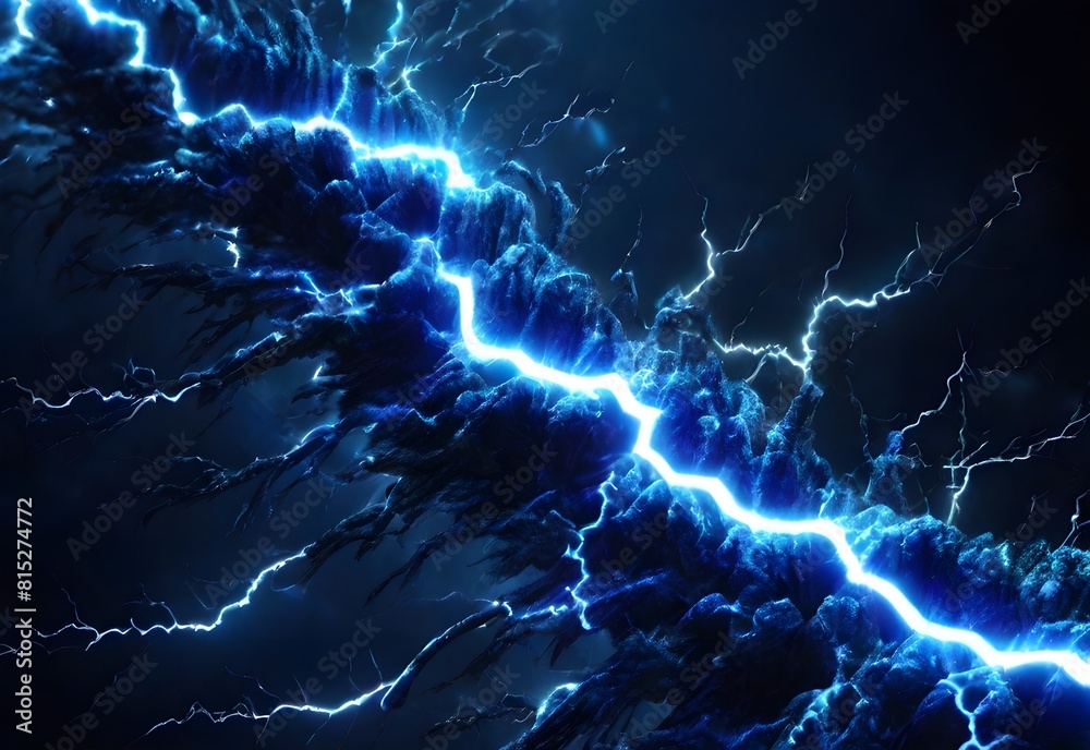 Bright electric blue lightning, dynamic crackling energy on a dark ...